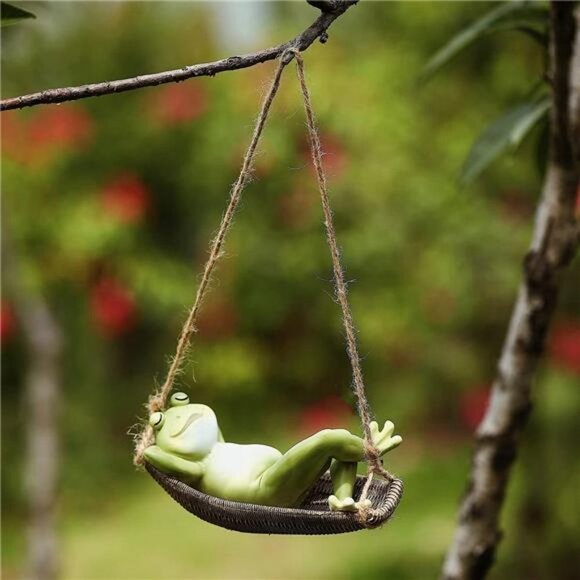 Accents | Funny Hanging Hammock Swing Frog Statue Fairy Tree Sleeping ...
